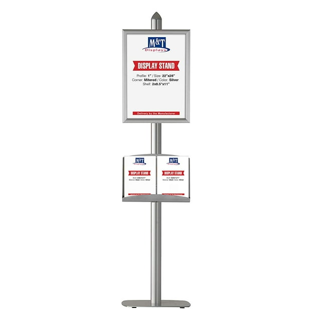 M&T Displays Free-Standing Poster Display Stand with Literature Rack ...