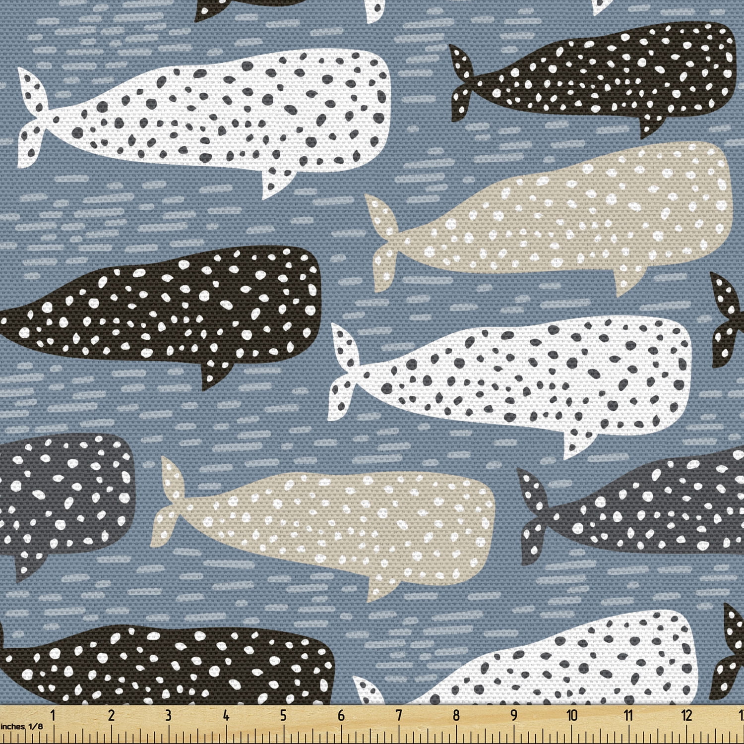 Whale Fabric by the Yard, Abstract Art Pattern with Different Colored ...