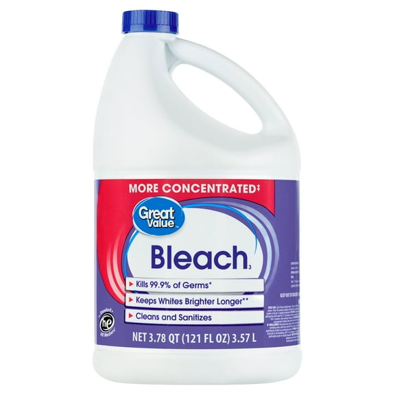 Great Value Bleach, 121 fl oz, disinfects and sanitizes household ...