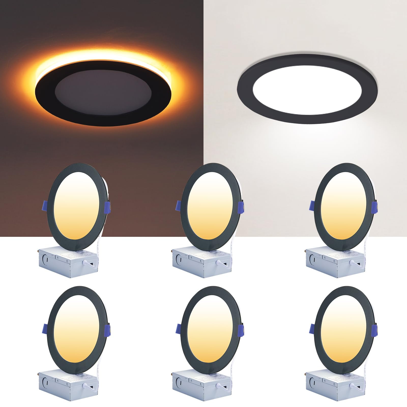 Click here for Cycevsun 6 Pack Black Recessed Lights 6 Inch With... prices