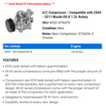 A/C Compressor - Compatible with 2004 - 2011 Mazda RX-8 1.3L Rotary ...