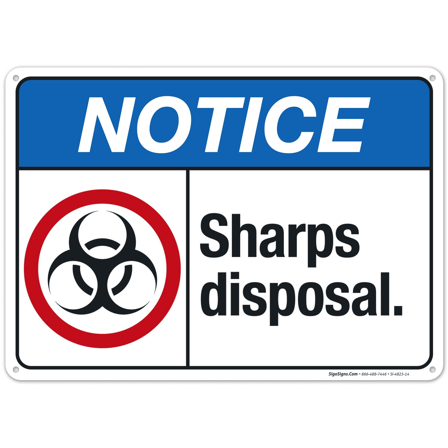 Sharps Disposal Sign, ANSI Notice Sign, - Walmart.com