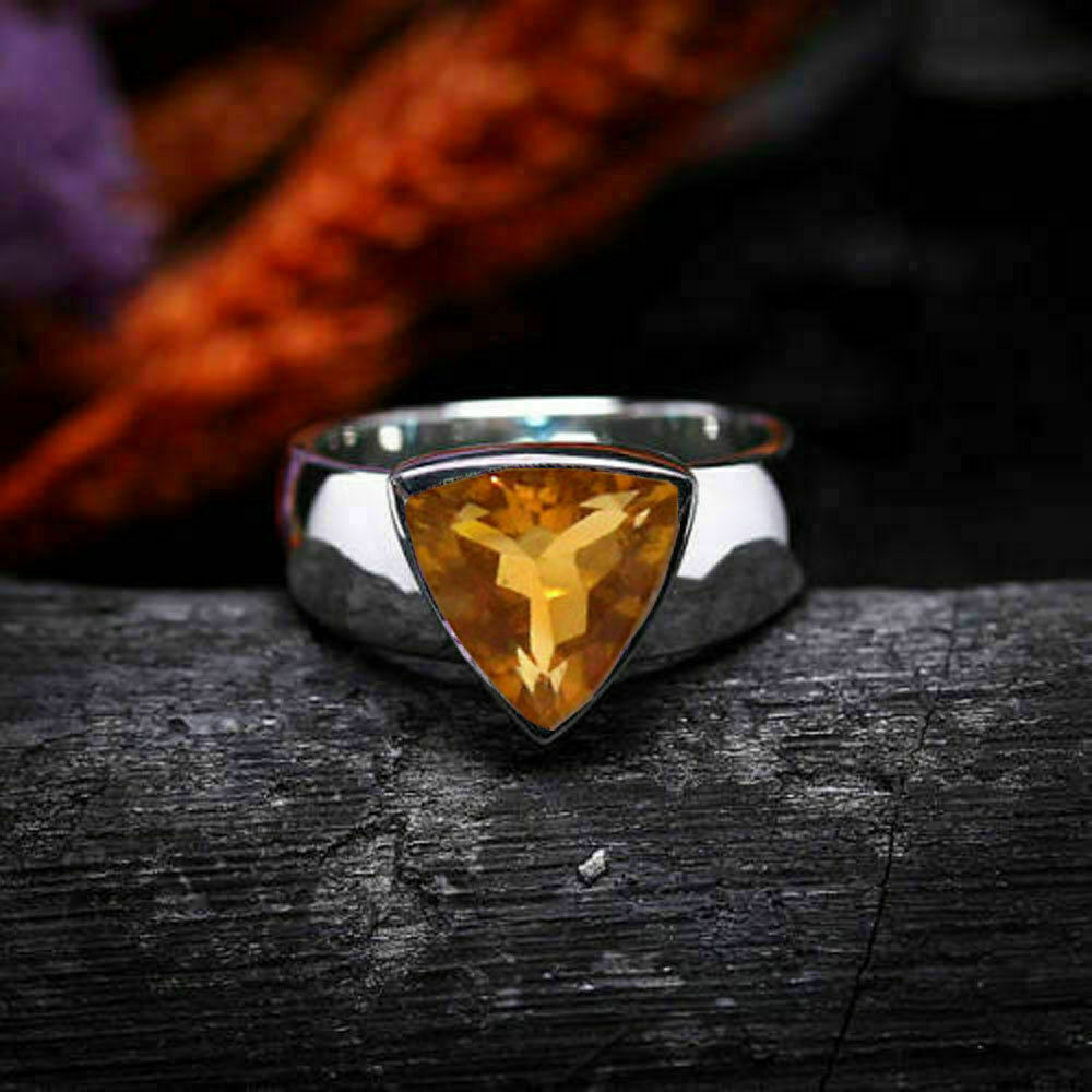 925 SterlingSilver Certified Handmade Yellow Citrine stone sMen Ring ...