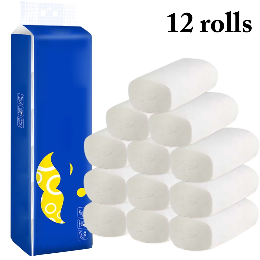 Coofit 12 Rolls Home Toilet Paper Smooth Soft Flushable Toilet Tissue ...