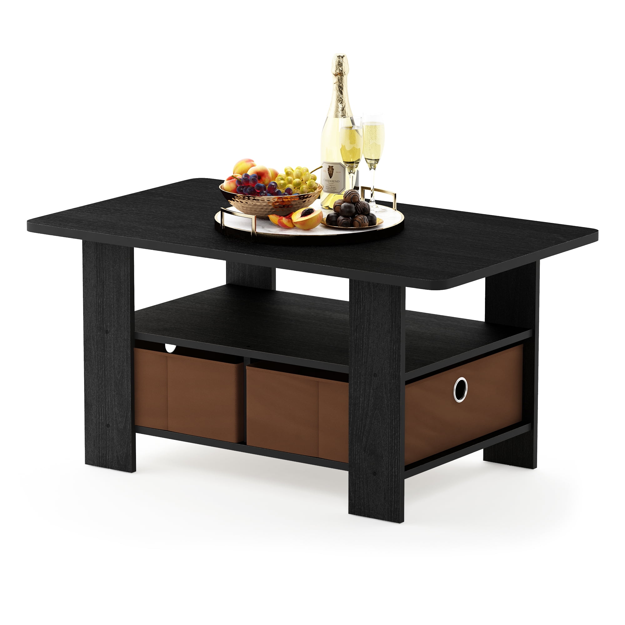 Furinno Andrey Coffee Table with Bin Drawer, Americano/Medium Brown ...