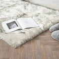 ORINOVA White and Grey Faux Fuzzy Fur Sheepskin Washable Area Rugs For ...