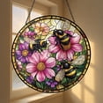 Floral Garden Scene with Bumblebee Stained Glass Window Hanging ...