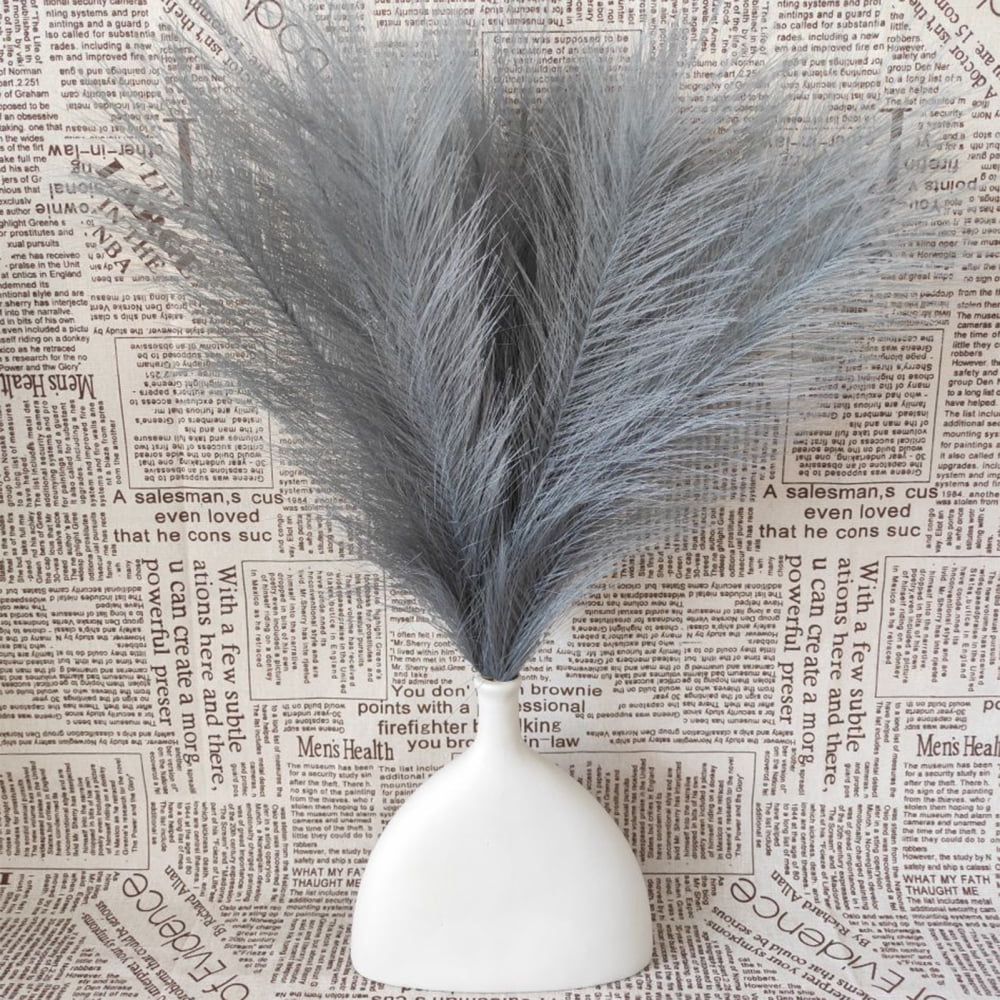 Faux Pampas Grass Fluffy Artificial Fake Plants Bulrush Reed Vase ...