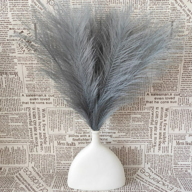 Faux Pampas Grass Fluffy Artificial Fake Plants Bulrush Reed Vase ...