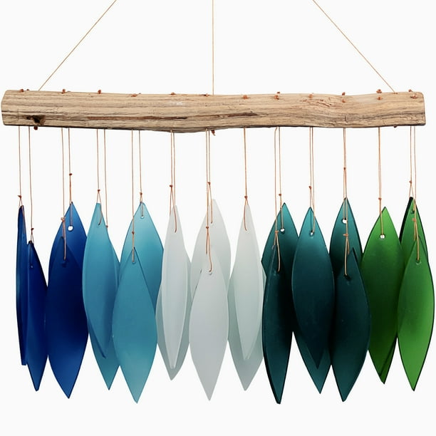 Blue Handworks Glass Wind Chime Gradient Ocean Hanging Wind Chimes Garden Decor - Walmart.com