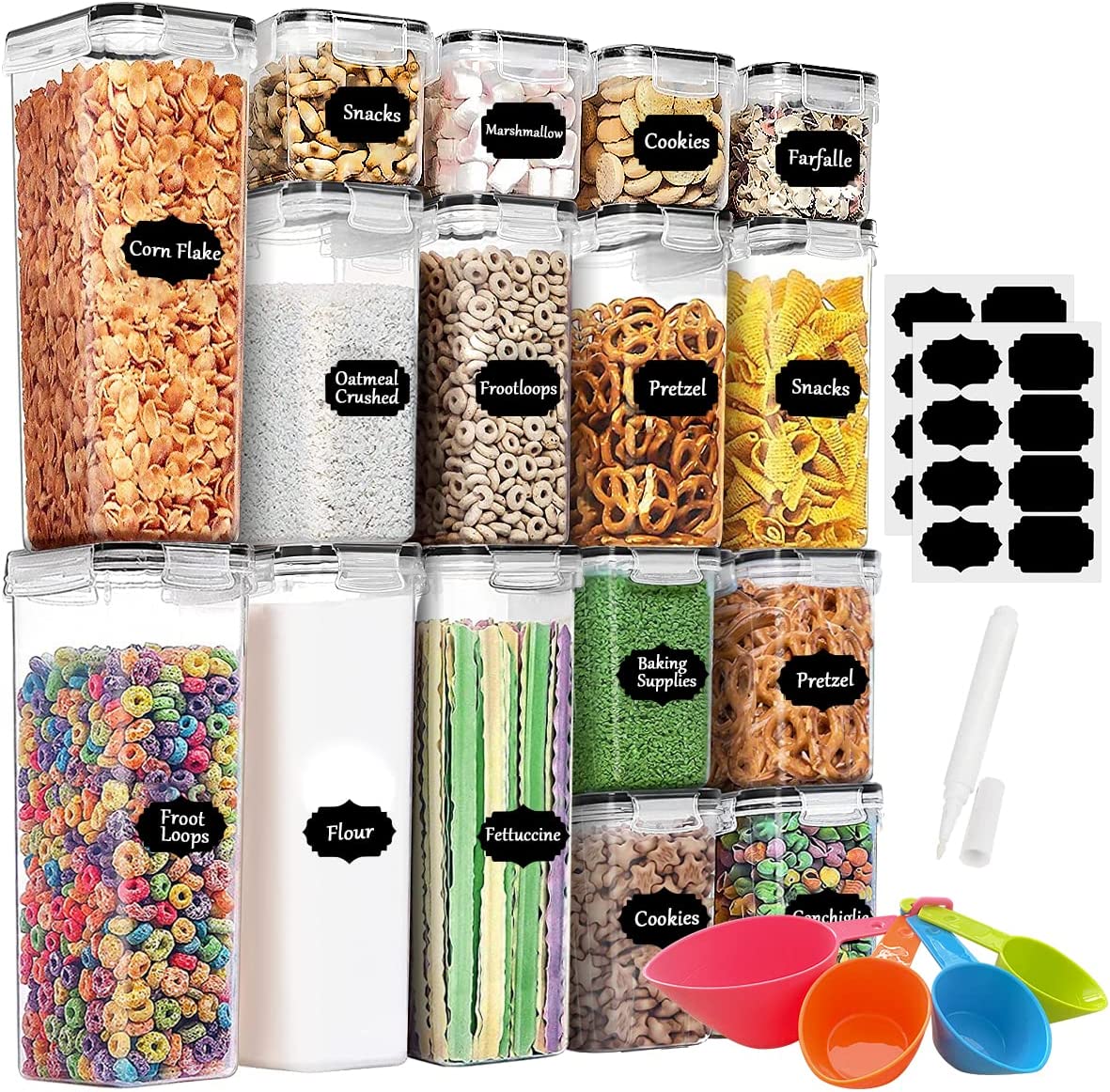 Extra Large Plastic Food Storage Containers with Lids for Flour & Sugar ...