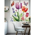 Flying Butterfly Tulips Sheer Curtains 2 Panels Set Spring Floral Sheer ...