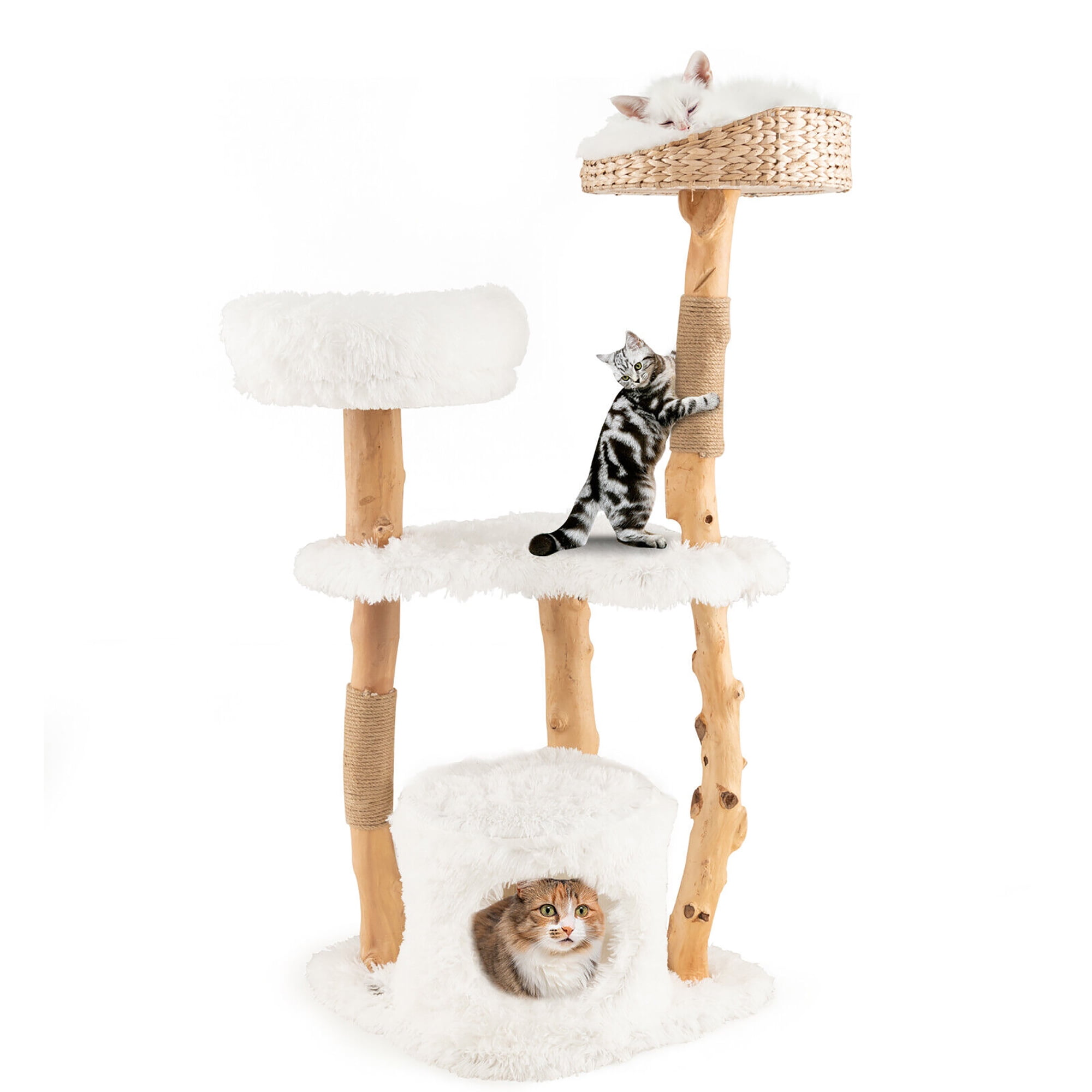 Click here for Gymax 49 Tall Wooden Cat Tree Solid Wood Cat Tower... prices