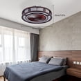Caged Low Profile Ceiling Fan with LED Light, Solid Wood and ABS, 40W ...