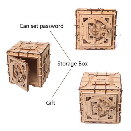 Creative DIY Mechanical Transmission Model Wooden Treasure Chest with ...