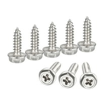 Phillips Hex Washer Self Tapping Screws, M6 x 40mm 304 Stainless Steel ...