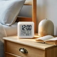 Alarm Clocks Beige Organic Texture Digital Clock 7 Color LED Night ...