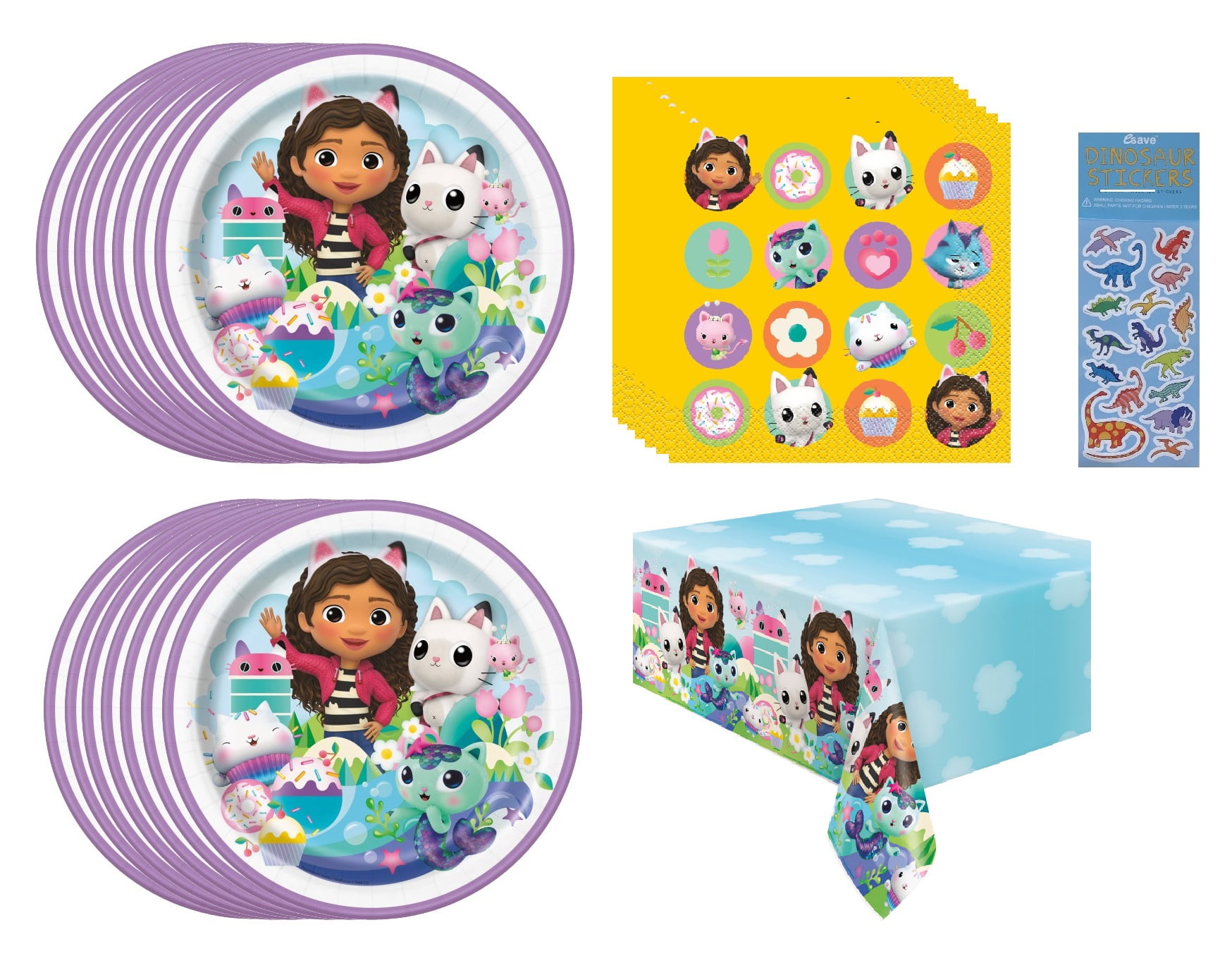 Gabby's Dollhouse Birthday Party Supplies Bundle Pack includes 16 Lunch ...