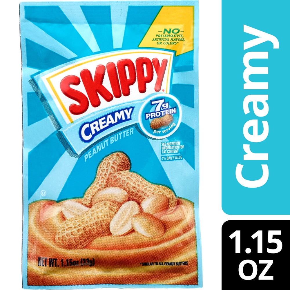 SKIPPY Creamy Peanut Butter Individual Squeeze Packs, 1.15 Oz (64 ...