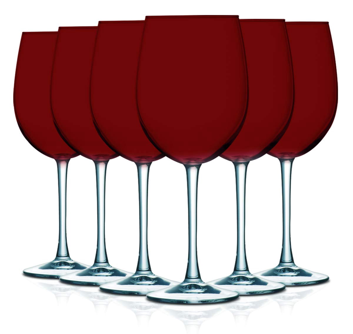 TableTop King 16 oz Wine Glasses, Stemmed Style, Cachet Top Accent, Red ...