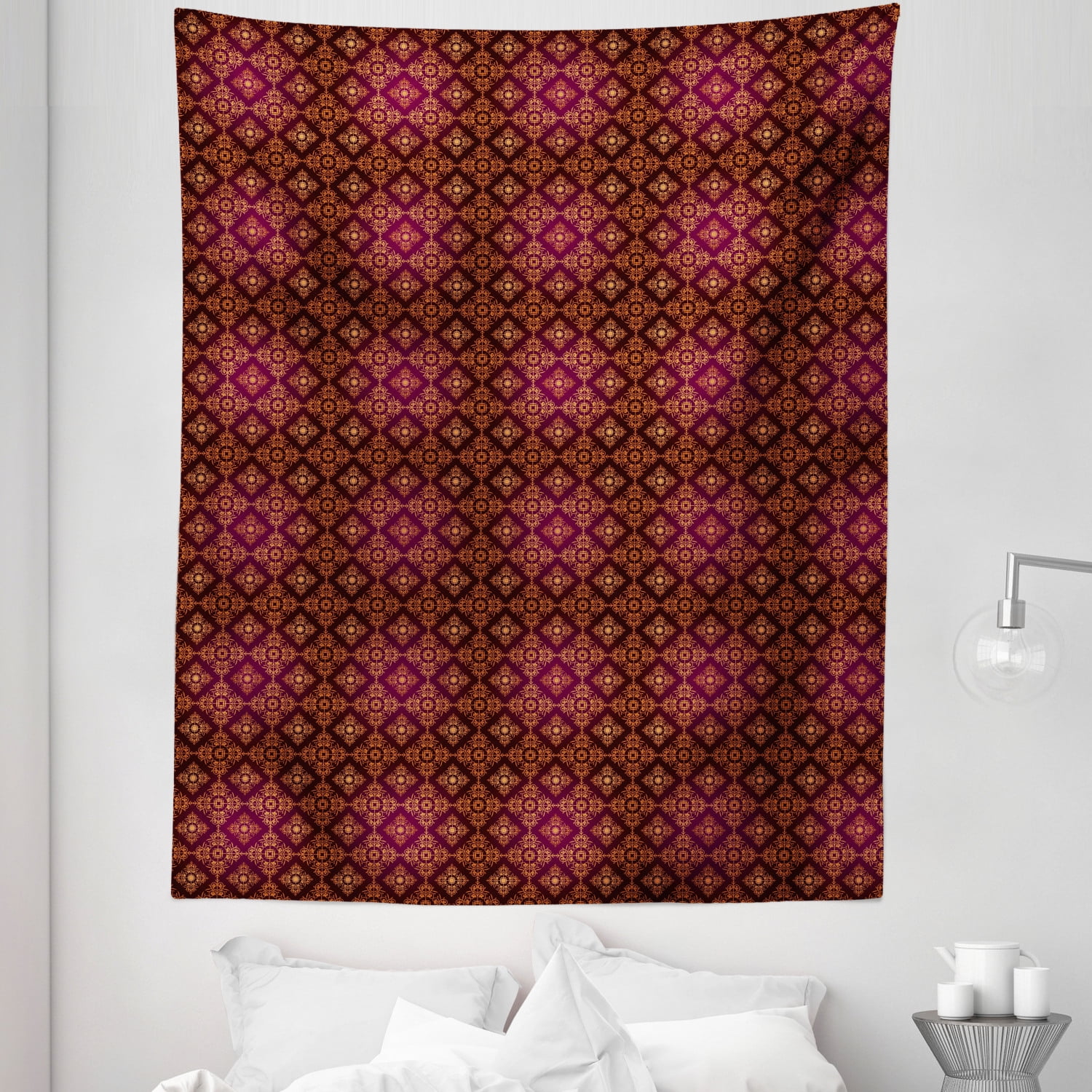 Damask Tapestry, Abstract Floral Pattern with Medieval Design ...