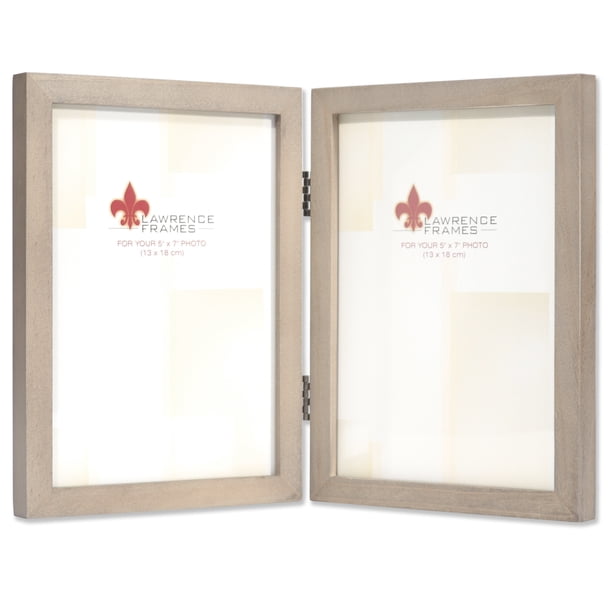 5x7 Hinged Double Gray Wood Picture Frame - Gallery Collection ...