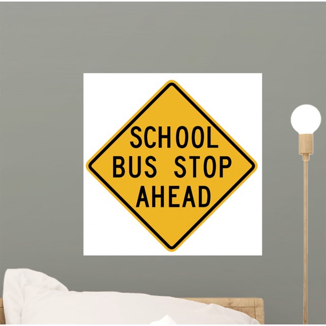 School Bus Stop Ahead Wall Decal by Wallmonkeys Peel and Stick Graphic ...