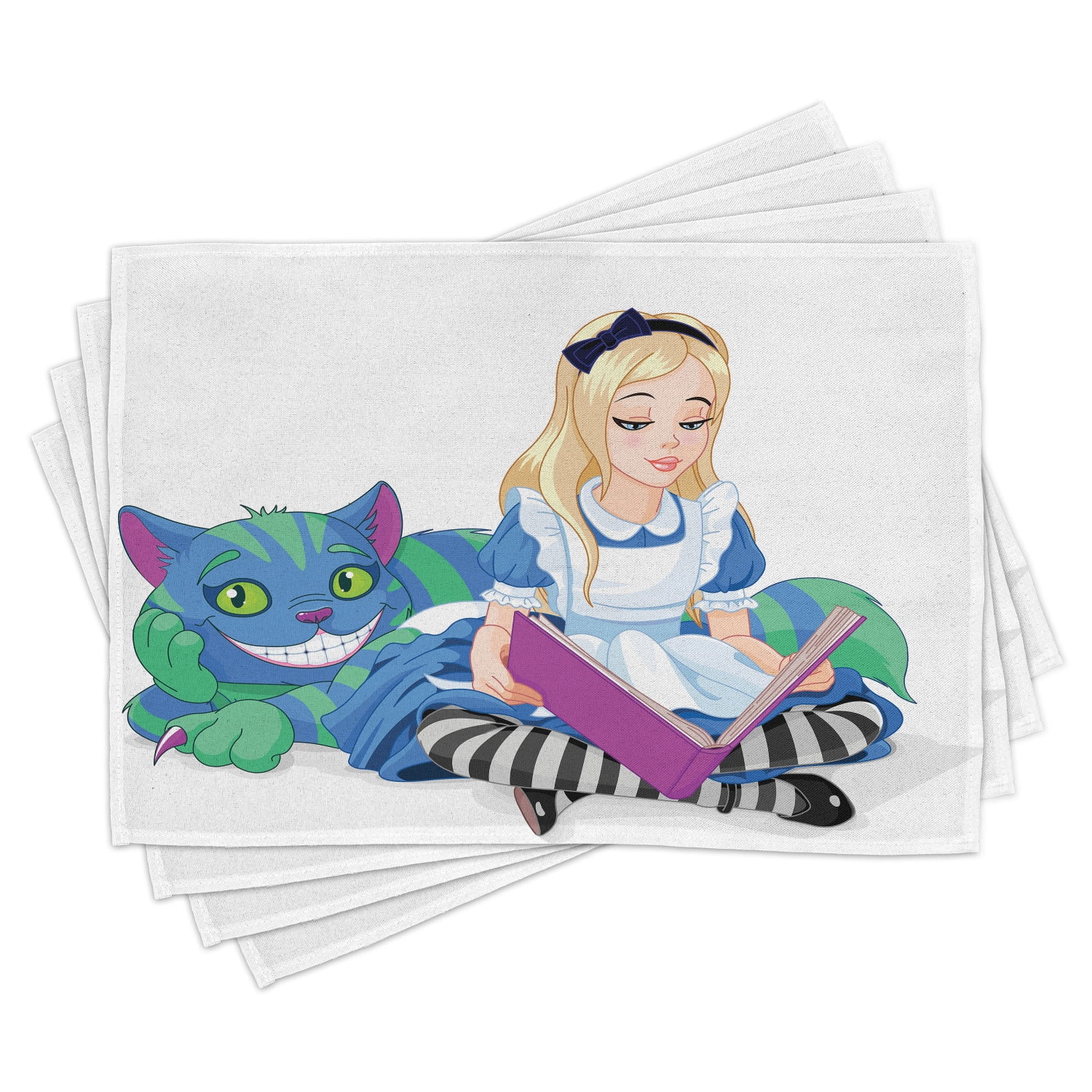 Ambesonne Cartoon Place Mats Set of 4, Happiness Love, Standard Size ...