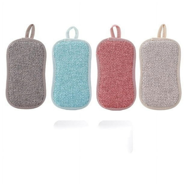4 Pack Multi-Purpose Scrub Sponges for Kitchen Microfiber Sponge Along ...