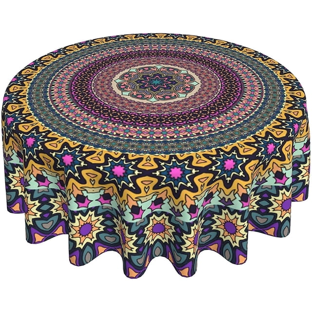 Bohemian Round Tablecloth 60 Inch Mandala Table Cloth Retro Boho ...