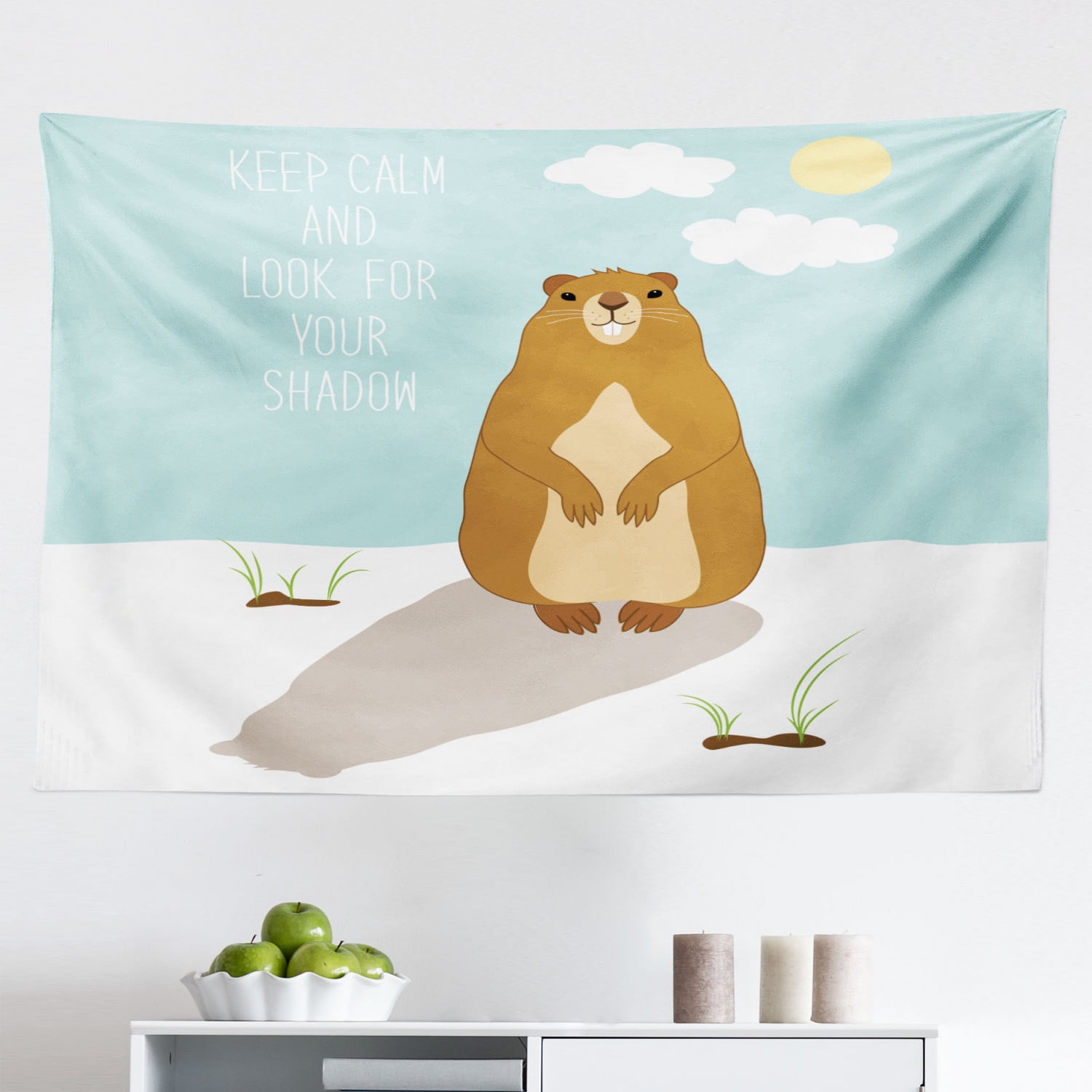 Groundhog Day Collection Tapestry, Welcome Spring in Speech Bubble ...