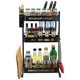 3 Tier Metal Kitchen Spice Rack Countertop Standing Corner Shelf- Black ...