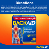 Backaid Maximum Strength Back Pain Reliever, 6-Hour Formula, Aspirin ...