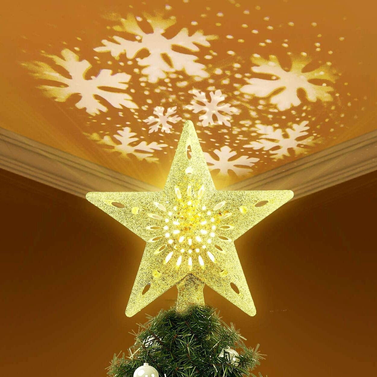 Christmas Tree Topper Lighted Star Tree Toppers With LED Rotating Christmas Tree Topper Lighted Star Tree Toppers With LED Rotating
