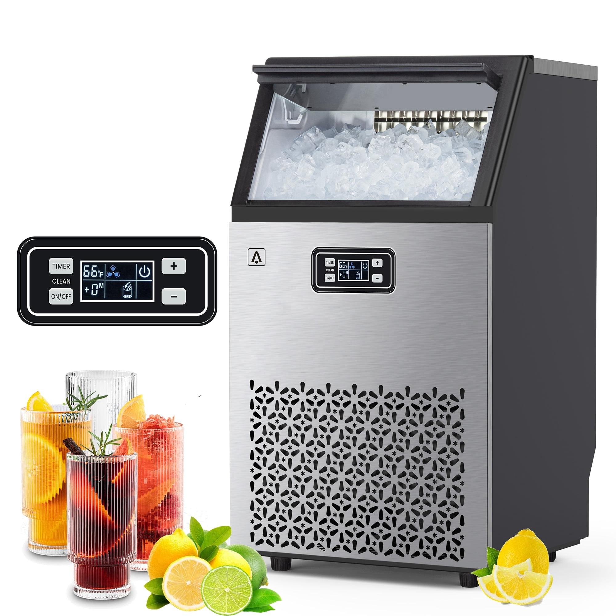 WhizMax Commercial Ice Machine 100Lbs/24H with 33Lbs Ice Bin, Under ...