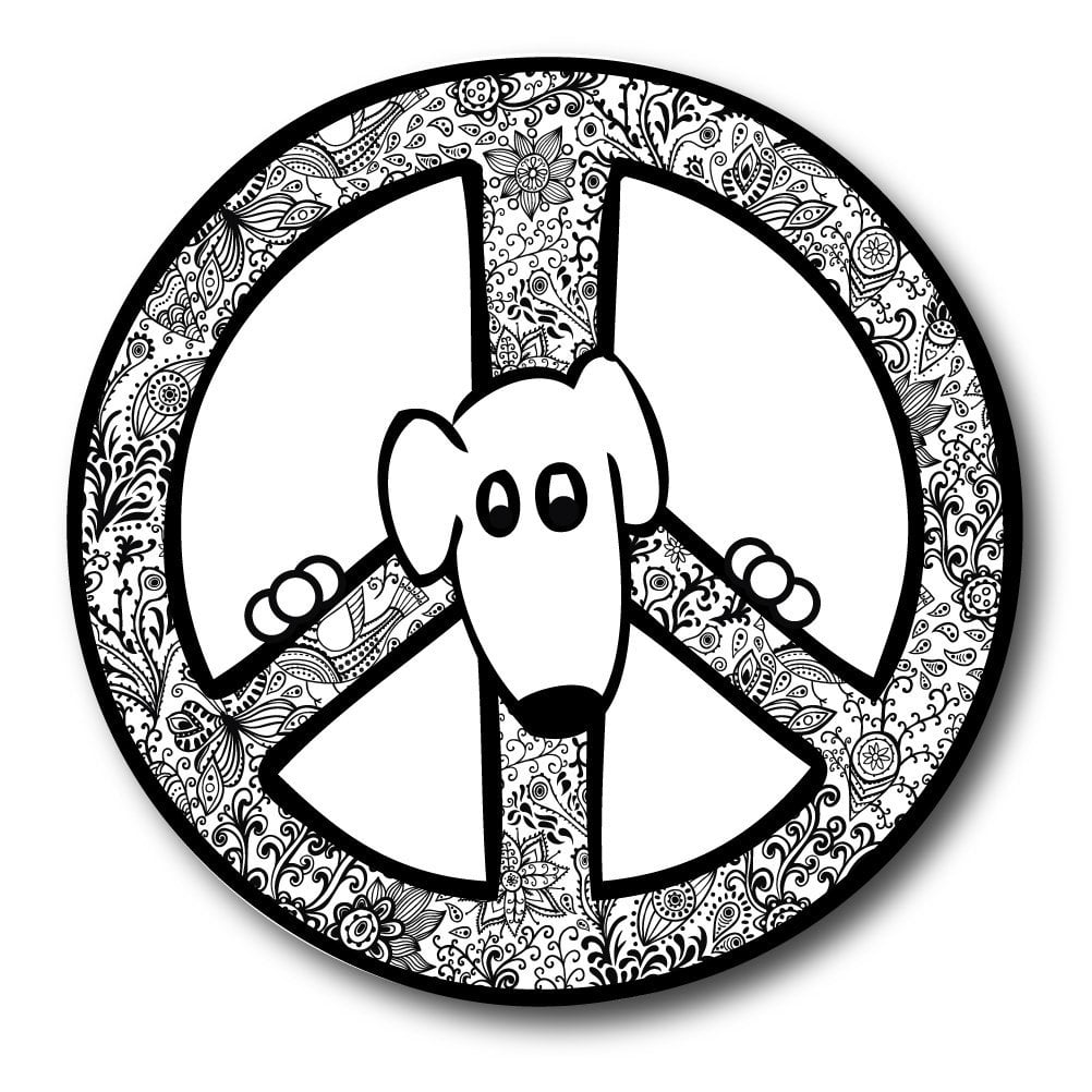Peace Dog Black and White Solid Peace Sign Magnet - Walmart.com