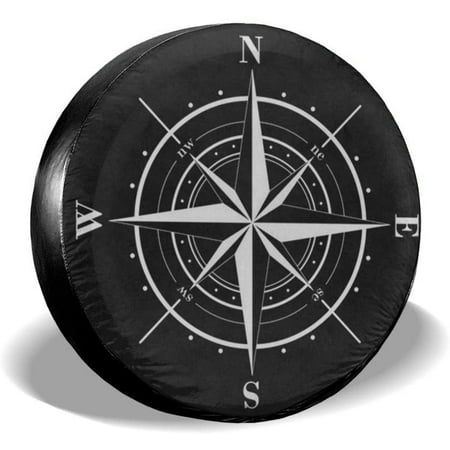 Compass Wind Rose Black White Spare Tire Cover UV Sun Wheel Covers Fit ...