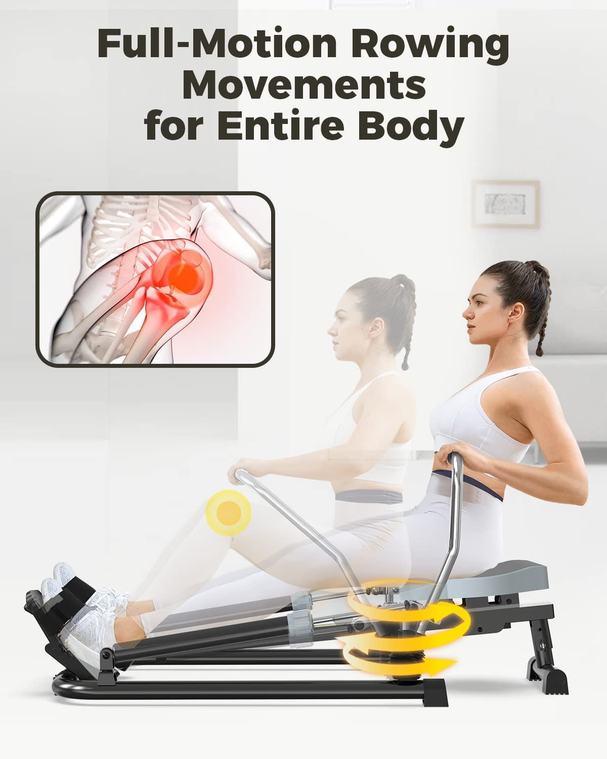 Buy Pooboo Rowing Machine 12 Level Adjustable Resistance Hydraulic Exercise Equipment Gifts ...