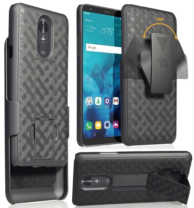 Case with Clip for LG Stylo 4, Nakedcellphone Black Kickstand Cover ...