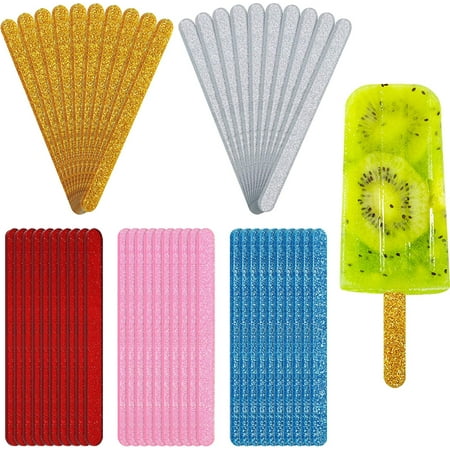 50 Pieces Glitter Popsicle Sticks Acrylic Ice Cream Sticks 4.5 Inch ...