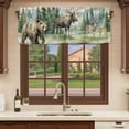 Bear Moose 2 Panels Kitchen Valance, Brown Wildlife Animal Rustic Green ...