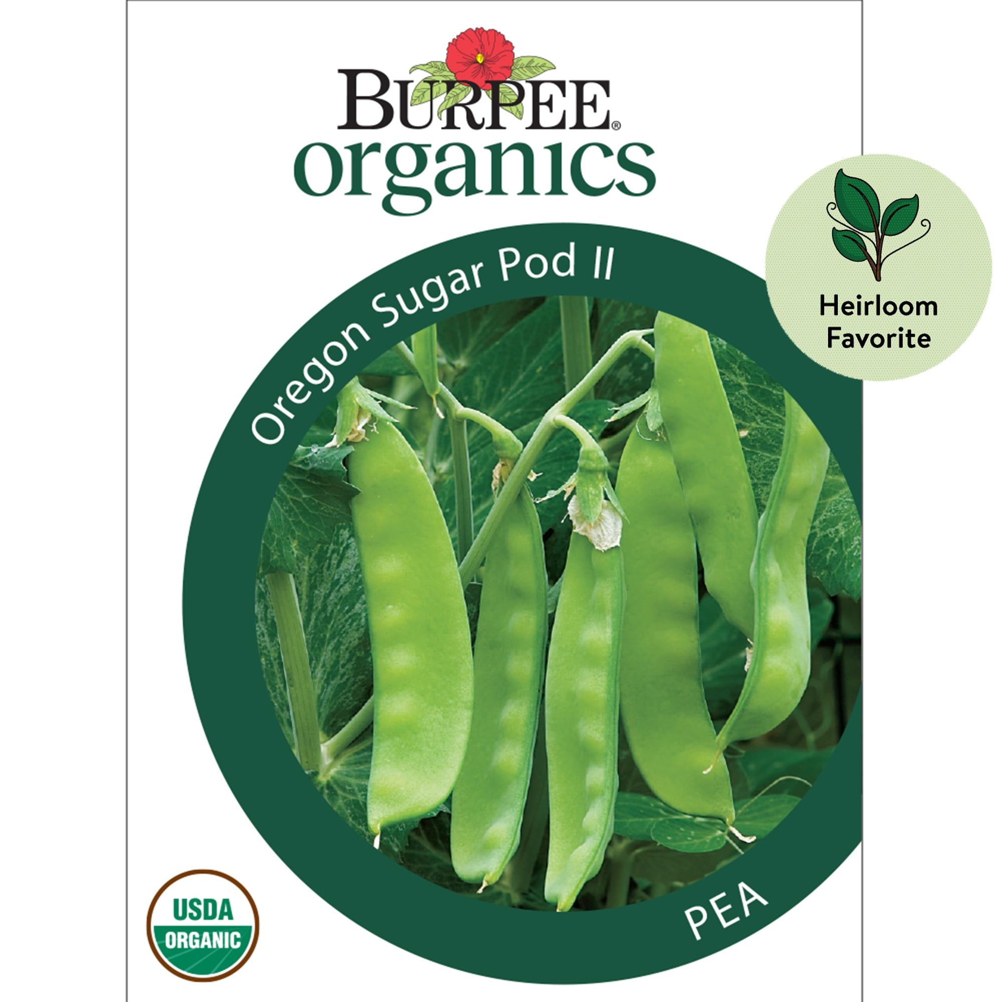 Burpee Organics Oregon Sugar Pod II Pea Seeds - Non-GMO, Snowpea ...