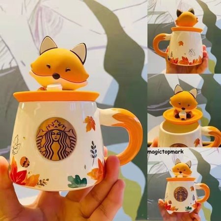 Starbucks Fall Fox Maple Leaf Ceramic Mark Mug Coffee 14oz 400ml ...