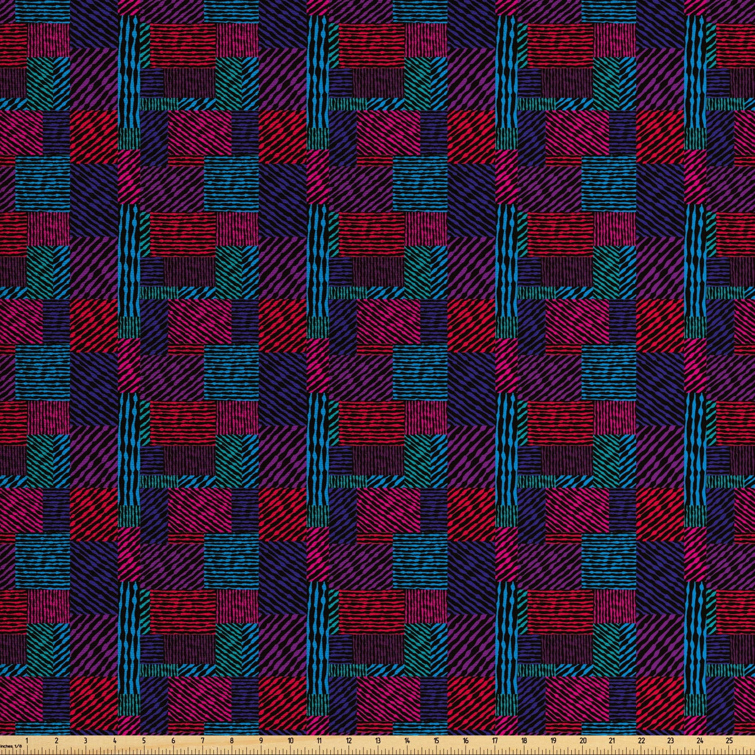 Abstract Fabric by the Yard Upholstery, Trippy Patchwork Modern Wavy ...