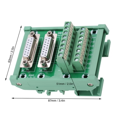 NITRIP Terminal Block Board,DB15-M6 Double Female Head DIN Rail Mount ...