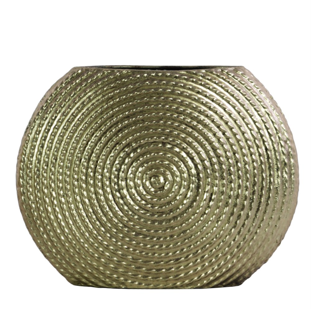 Disk Like Round Shape Metal Vase with Embedded Design, Gold - Walmart ...