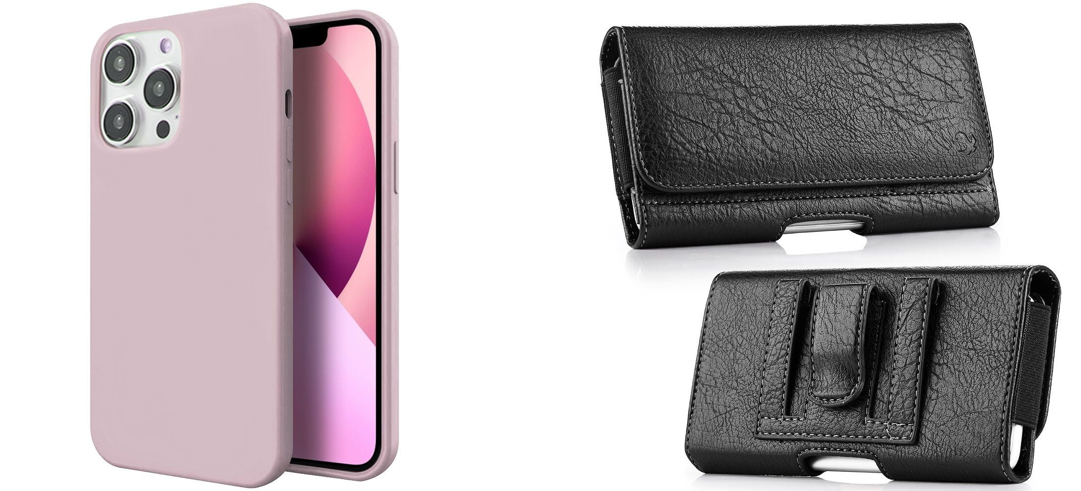 Slim Silicone Case and Belt Holster Pouch for iPhone 14 Pro - Pink ...