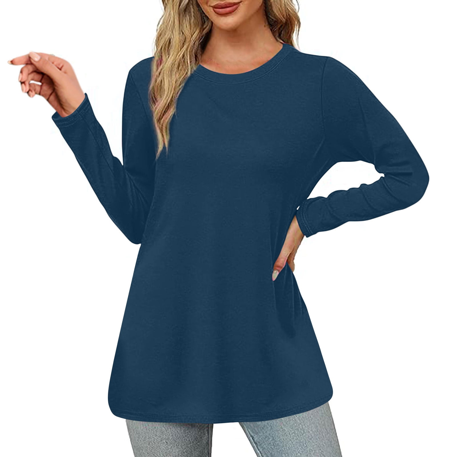 Click here for Timegard Womens Tops Crewneck Long Sleeve Solid Co... prices