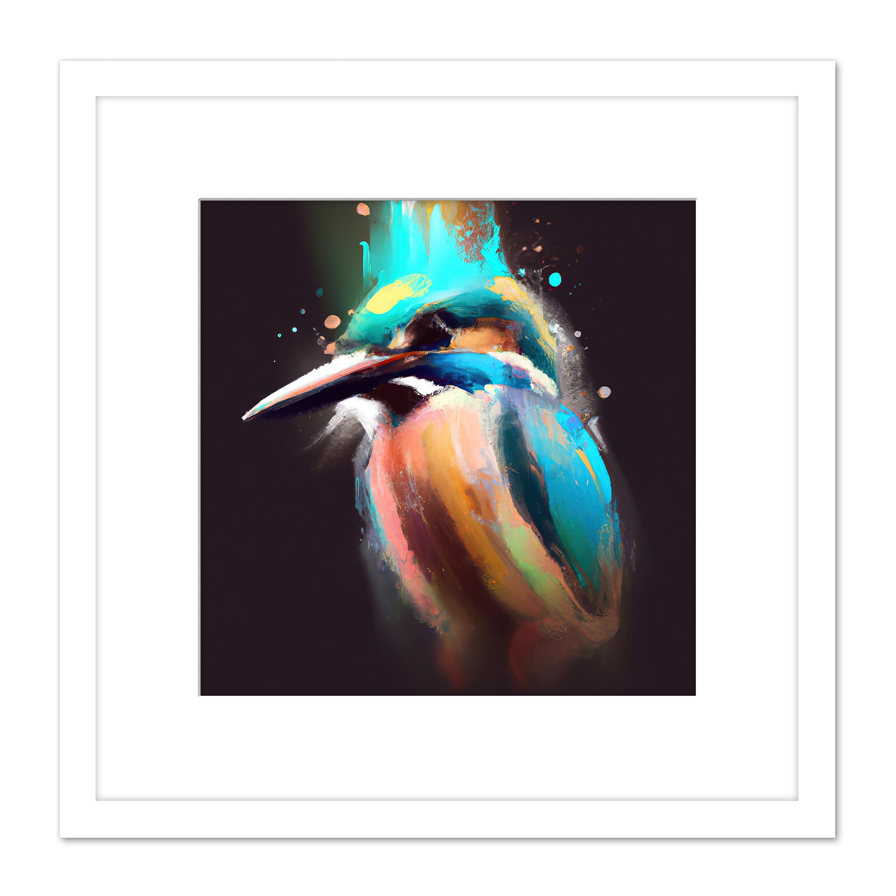 Kingfisher Abstract Paint Splatter Bird Watercolour Painting Teal ...