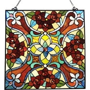 Tiffany Style Stained Glass Window Panel, Hanging Geometric Design ...